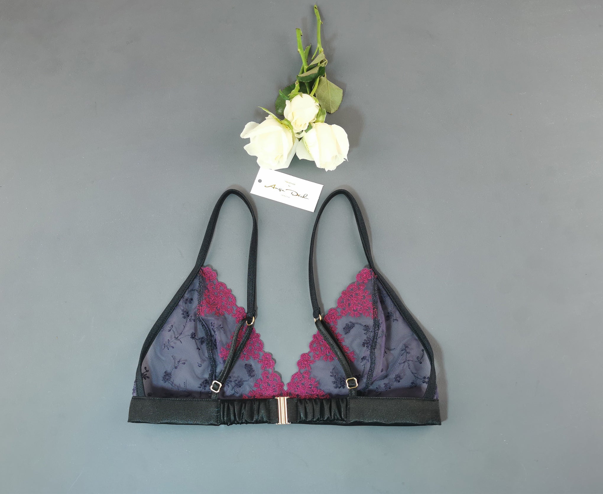 lingerie set with crotchless G string panties and bra in see through ...